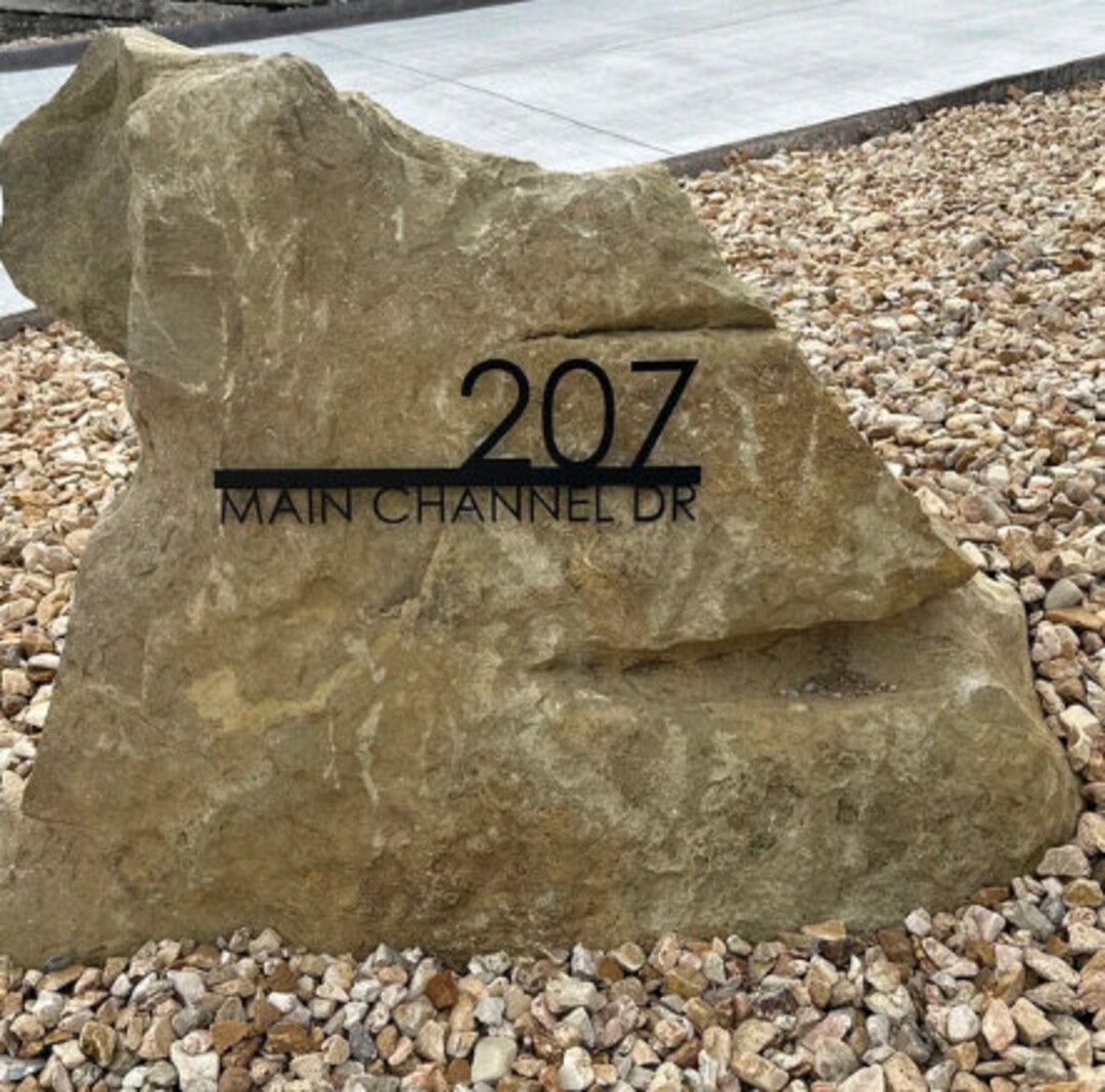 Custom Metal Modern Minimalist Home House Address Sign for Your Rock or ...