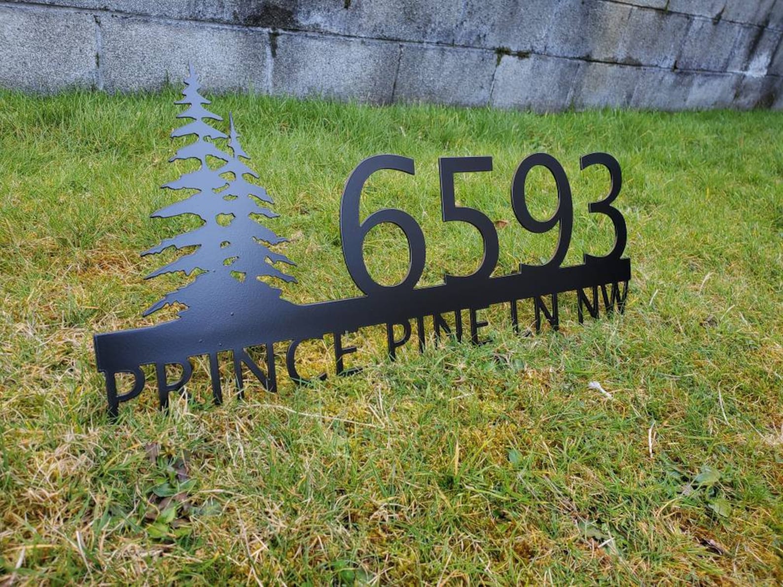 Custom Metal Home House Address Sign With Tree for Rock or | Etsy