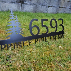 Custom Metal Home House Address Sign With Tree for Rock or | Etsy