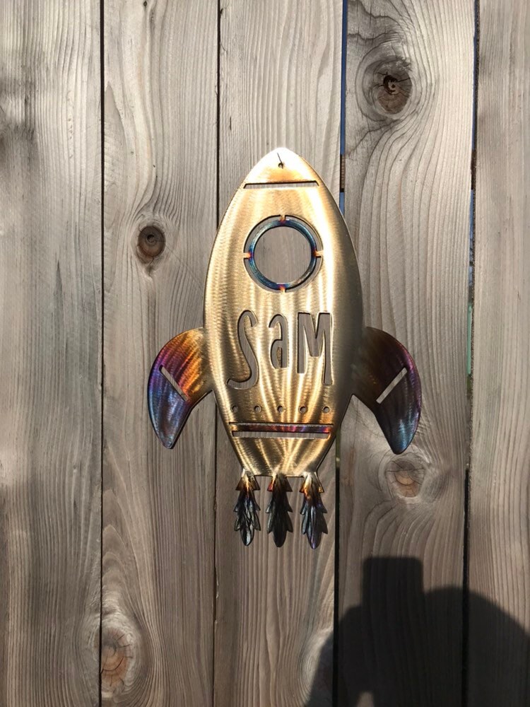 Custom Metal Personalized Rocket Sign Wall Art | Etsy