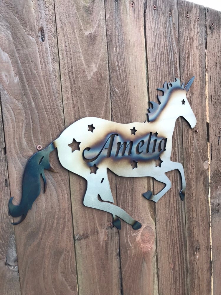 Custom Metal Personalized Unicorn Sign | Etsy