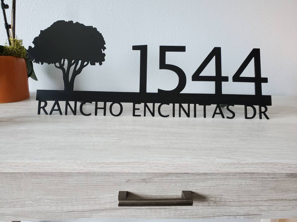 Custom Metal Home House Address Sign With Tree for Your Rock | Etsy