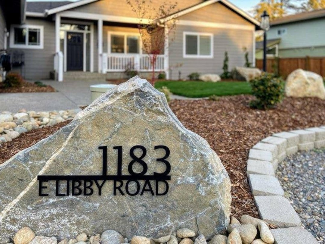 Custom Metal Address Sign for Rock Personalized Landscape Custom ...
