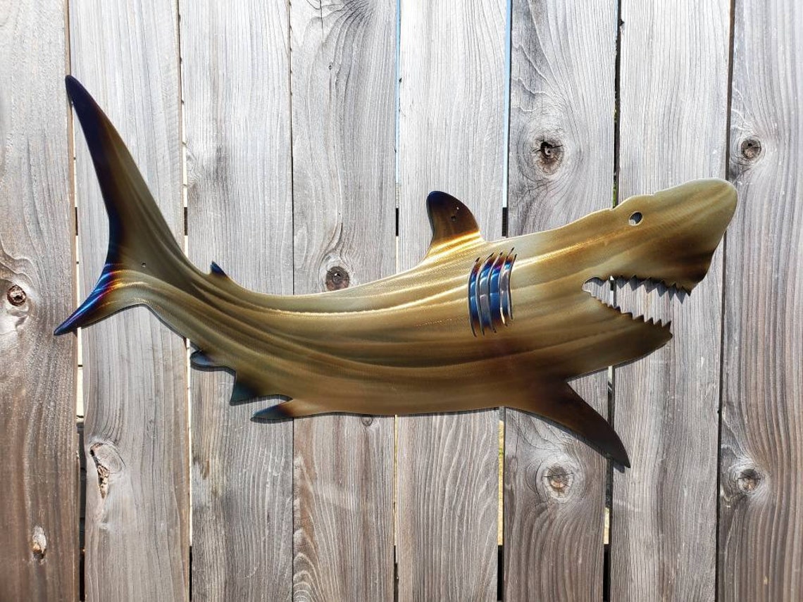 Custom metal shark wall hanging sign | Etsy