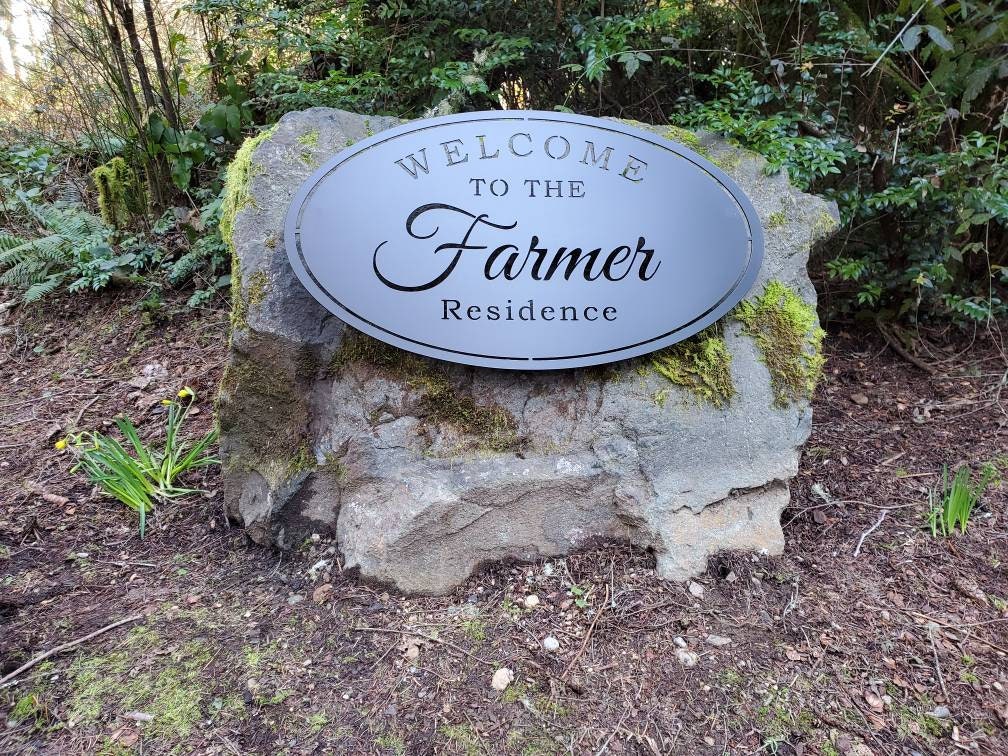 Custom Metal Home House Address Entrance Sign for Rock or Wall | Etsy