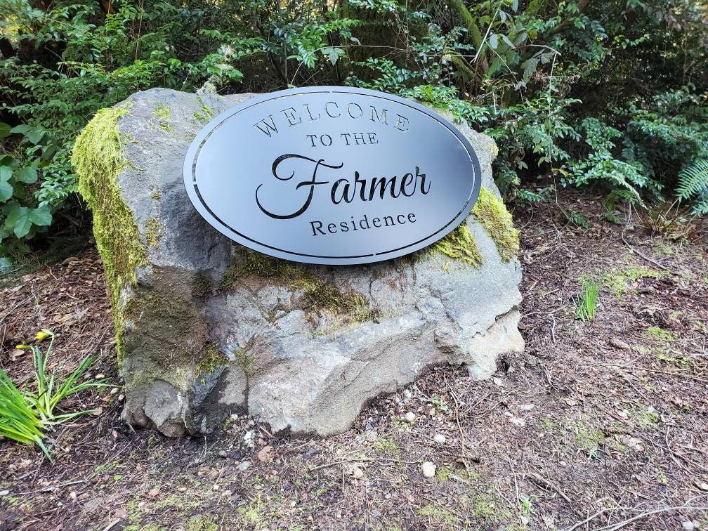 Custom Metal Home House Address Entrance Sign for Rock or Wall | Etsy