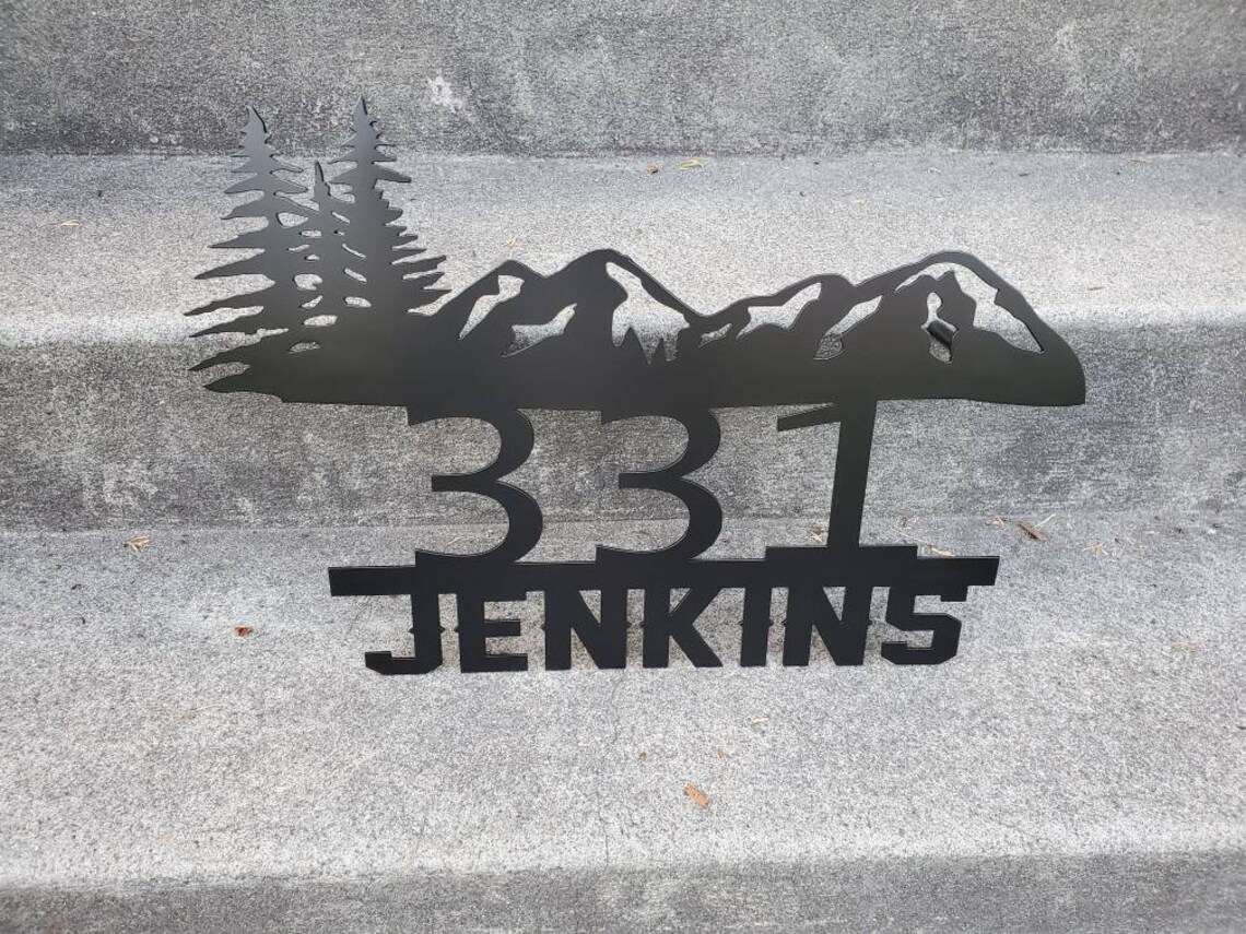 Custom Metal Mountain Address Sign Personalized With Name or Street - Etsy