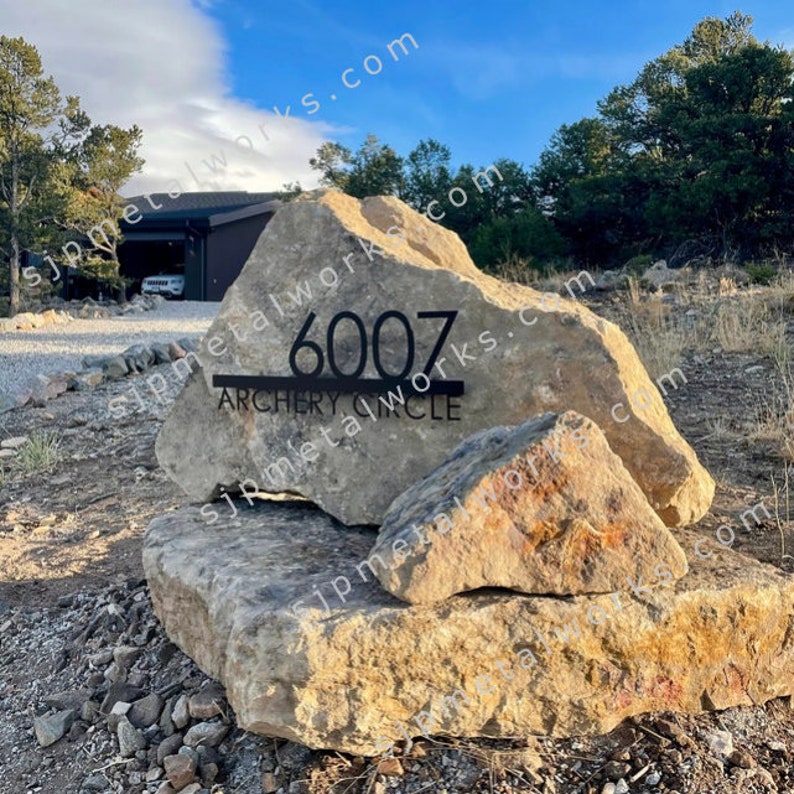 Custom Metal Modern Minimalist Home House Address Sign for Your Rock or ...