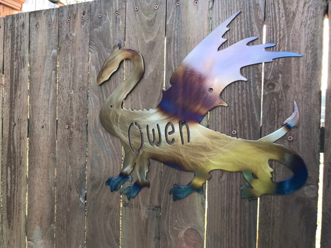 Custom Metal Personalized Dragon Sign Wall Art | Etsy
