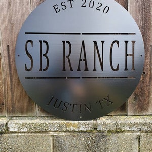 Custom Round Metal Farm Ranch Entrance Sign Personalized - Etsy