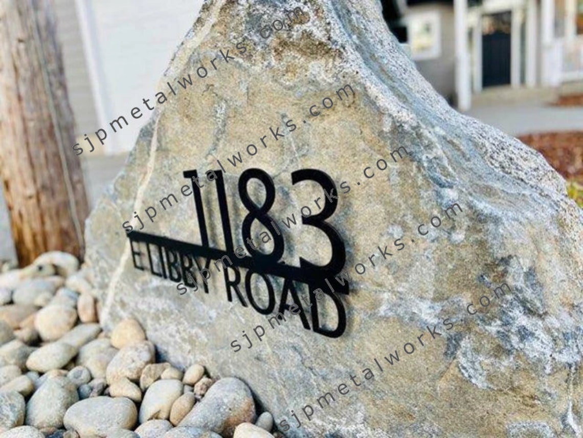 Custom Metal Address Sign for Rock Personalized Custom Address Modern ...