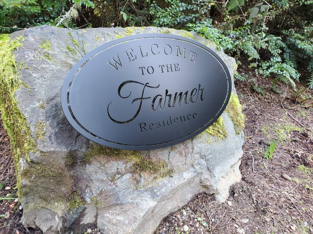 Custom Metal Home House Address Entrance Sign for Rock or Wall | Etsy