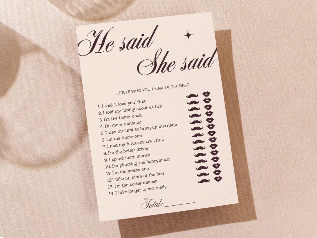 Guess Who Said That Game, Bridal Shower Game (digital Download) - Etsy