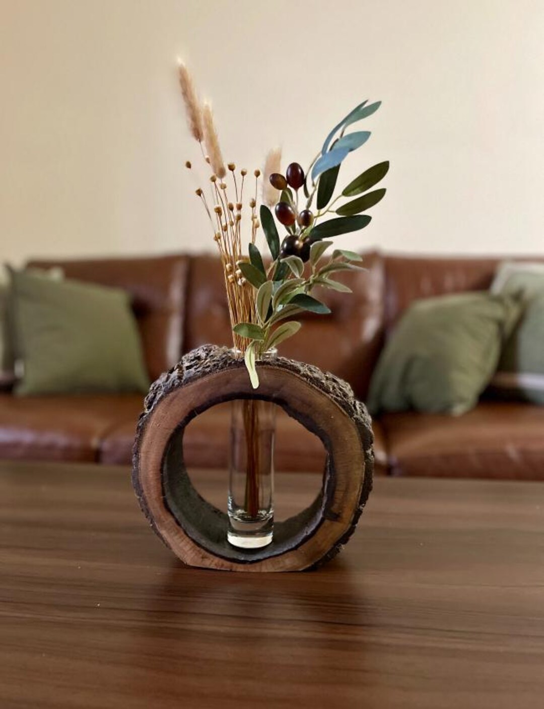 Rustic Log Vase Holder With Glass Insert-exposed Bark Centerpiece by ...