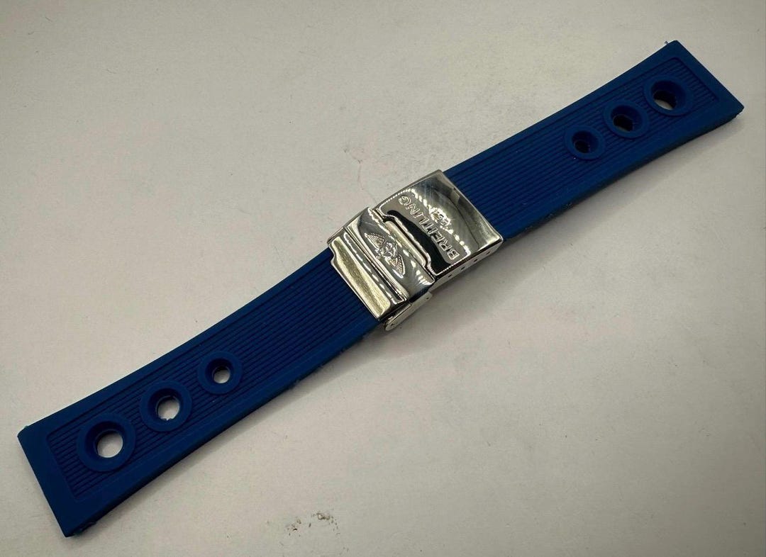 Breitling Rubber Strap Sky Blue Watch Band Deployment 22mm,24mm - Etsy
