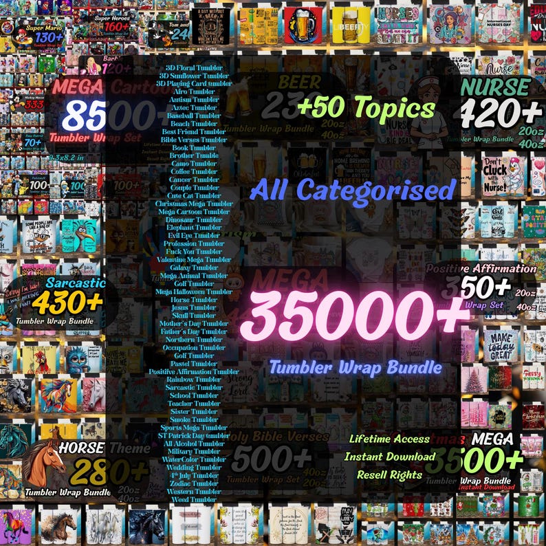 35000+ Tumbler Wrap Designs, Mega PNG Bundle, Resell Rights (digital ...