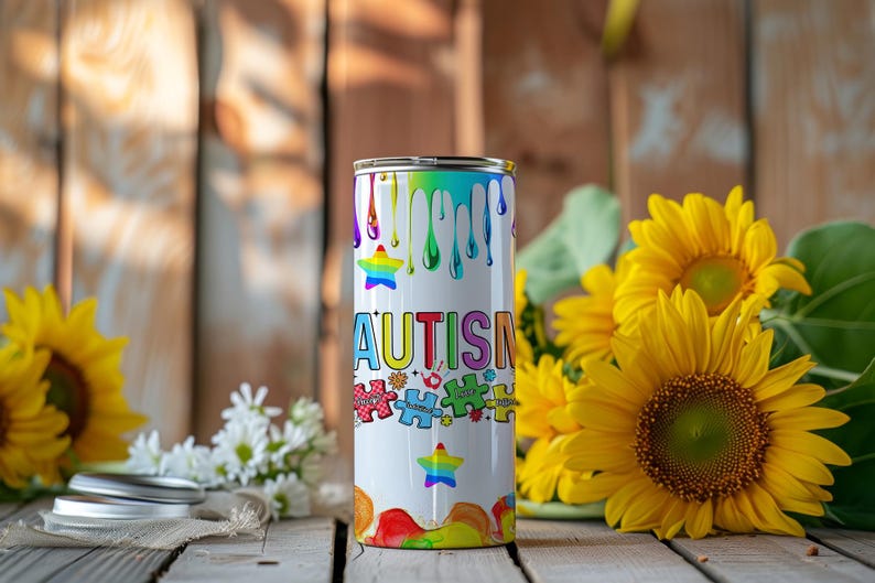 Autism Awareness Tumbler Wrap PNG – 20oz Skinny Sublimation Design ...