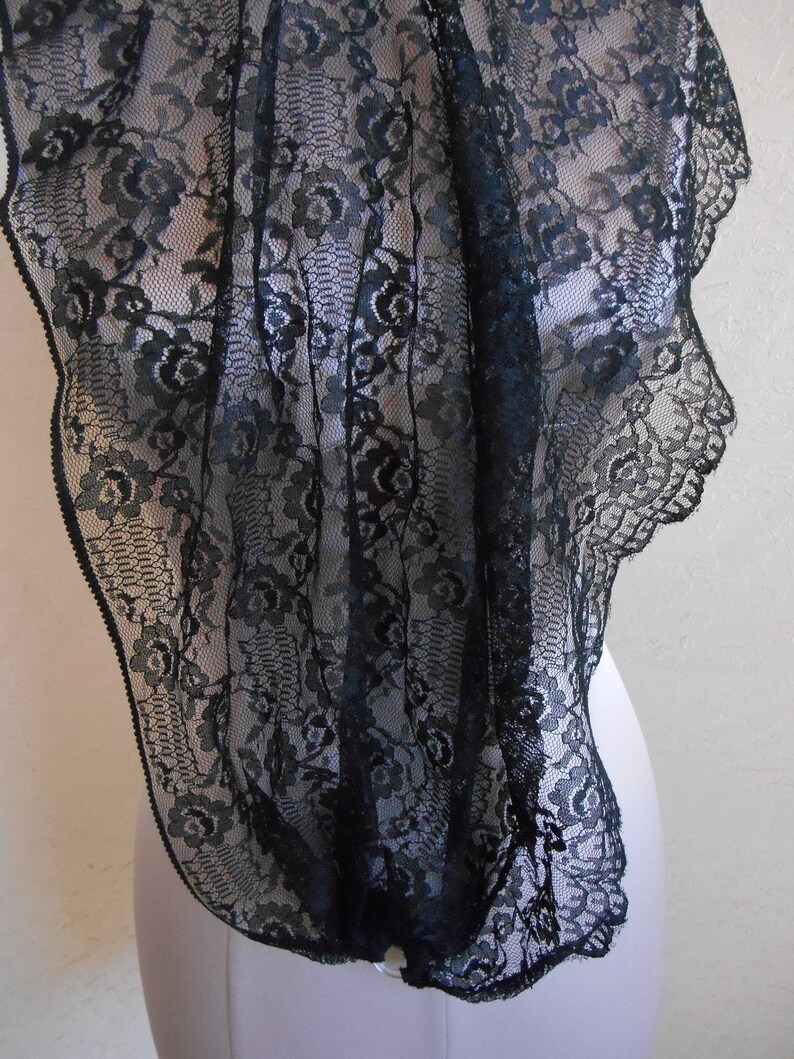 Black Lace Scarf Vintage Sheer Floral Lacy Headscarf Wrap - Etsy