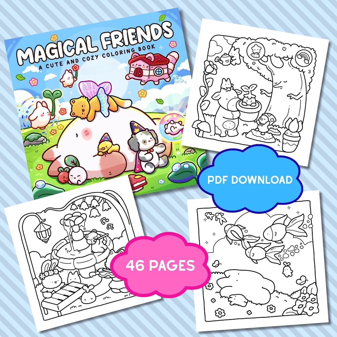 Magical Friends Cozy Coloring Book, Cute and Cozy Digital Coloring ...