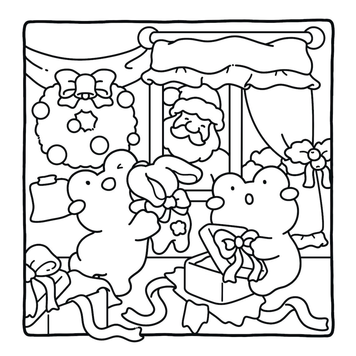 Christmas Froggy Coloring Book, Cute and Cozy Digital Coloring Pages ...