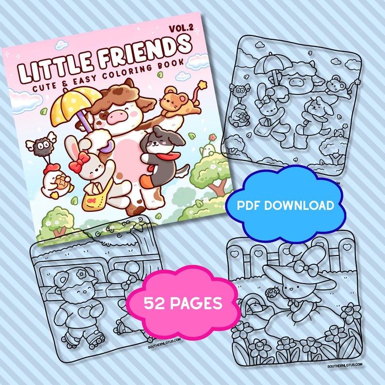 Little Friends 2 Cozy Coloring Book, Cute and Cozy Digital Coloring ...
