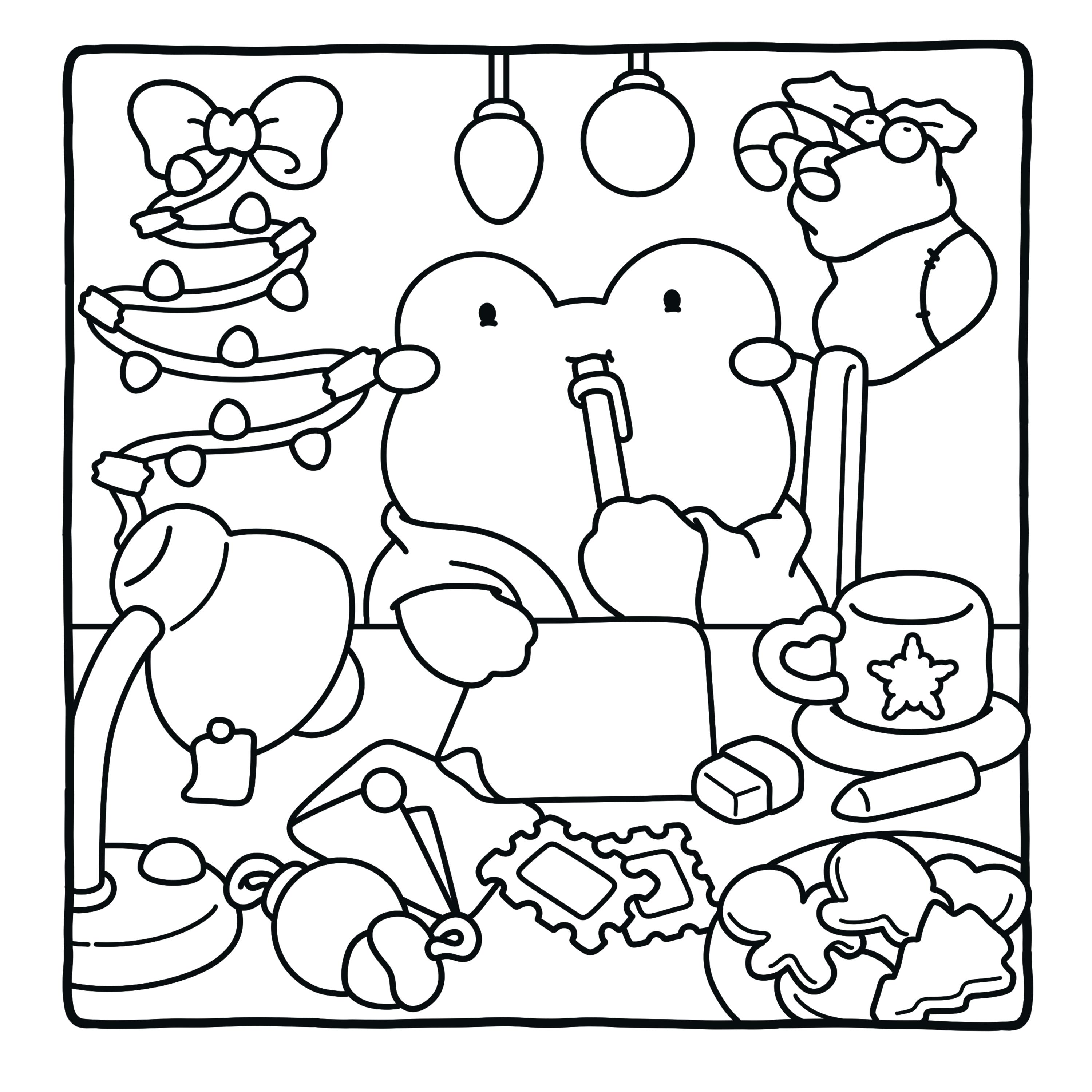 Christmas Froggy Coloring Book, Cute and Cozy Digital Coloring Pages ...