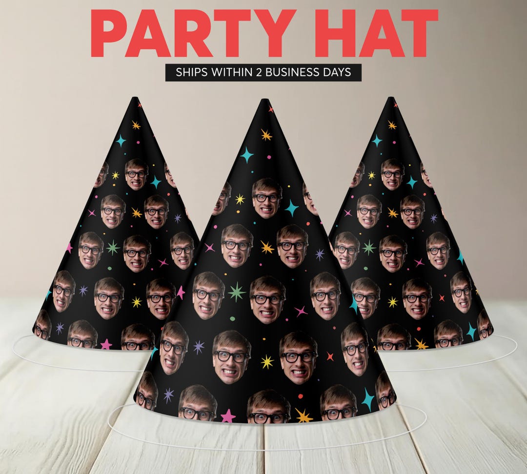 Personalised Photo Face Party Hats | Custom Birthday Hat | Custom ...