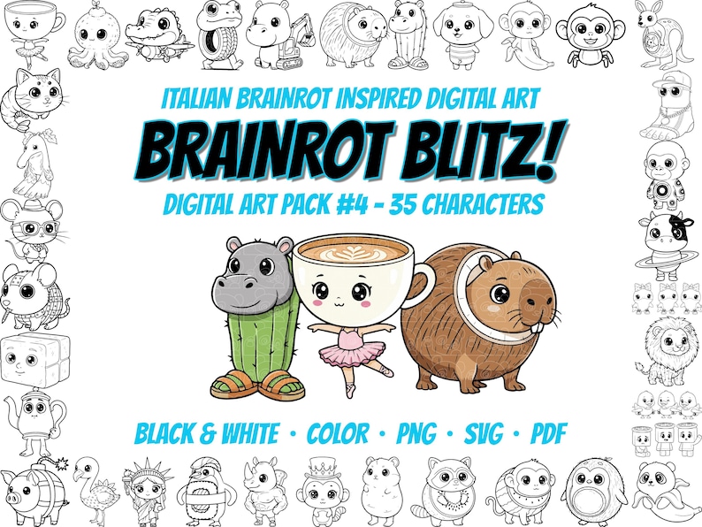 Italian Brainrot Inspired Digital Art - Brainrot Blitz Pack #4 (digital ...