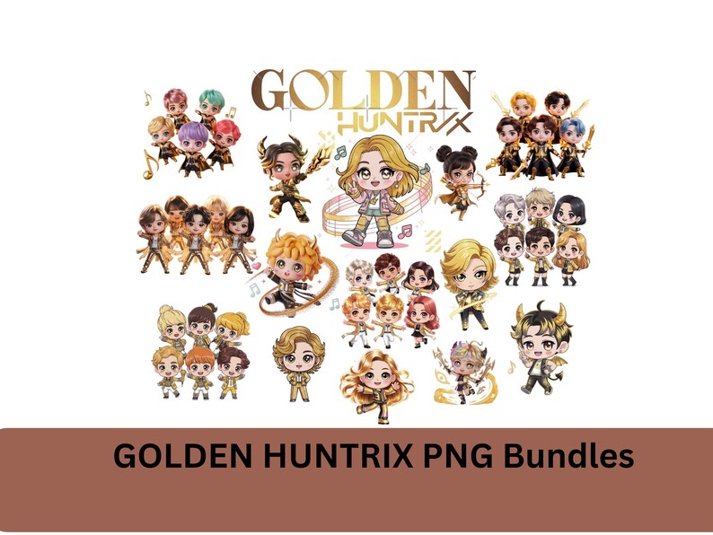 Golden Kpop Huntrix Chibi PNG Clipart (instant Download) - Etsy