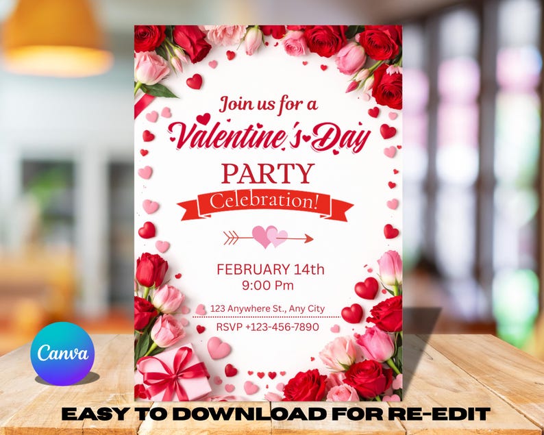 Editable Valentine's Day Party Invitation | Printable Valentine Dinner ...