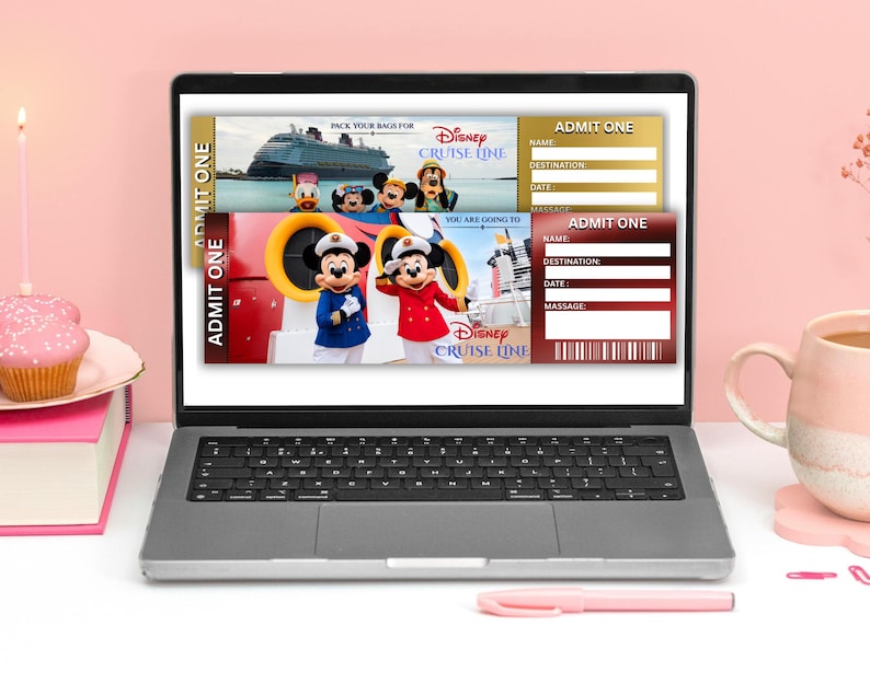 Disney Cruise Trip GIFT Tickets | Editable Reveal Ticket, Vacation ...