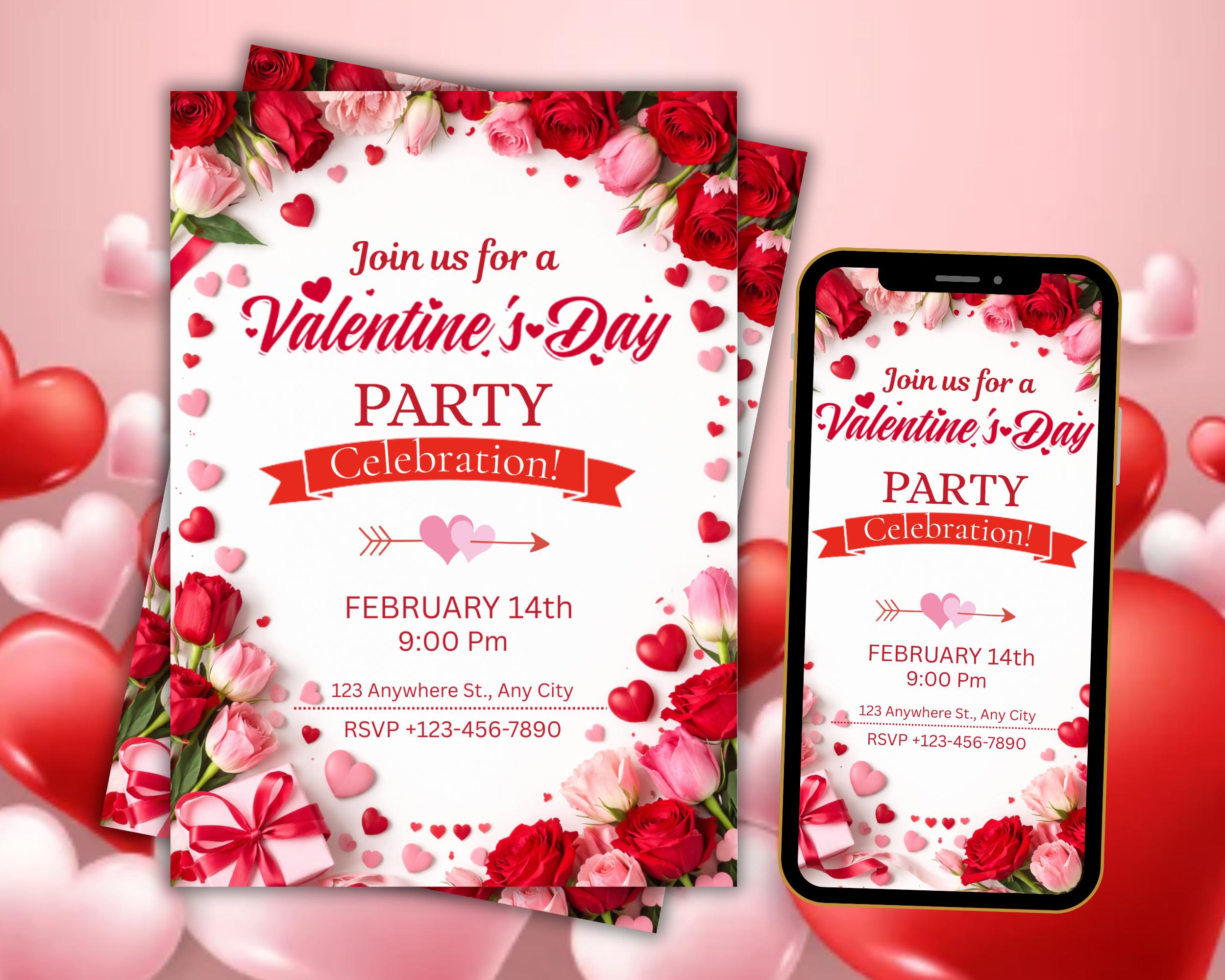 Editable Valentine's Day Party Invitation | Printable Valentine Dinner ...
