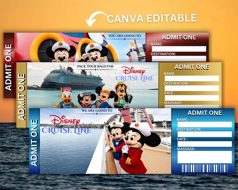 Disney Cruise Trip GIFT Tickets | Editable Reveal Ticket, Vacation ...