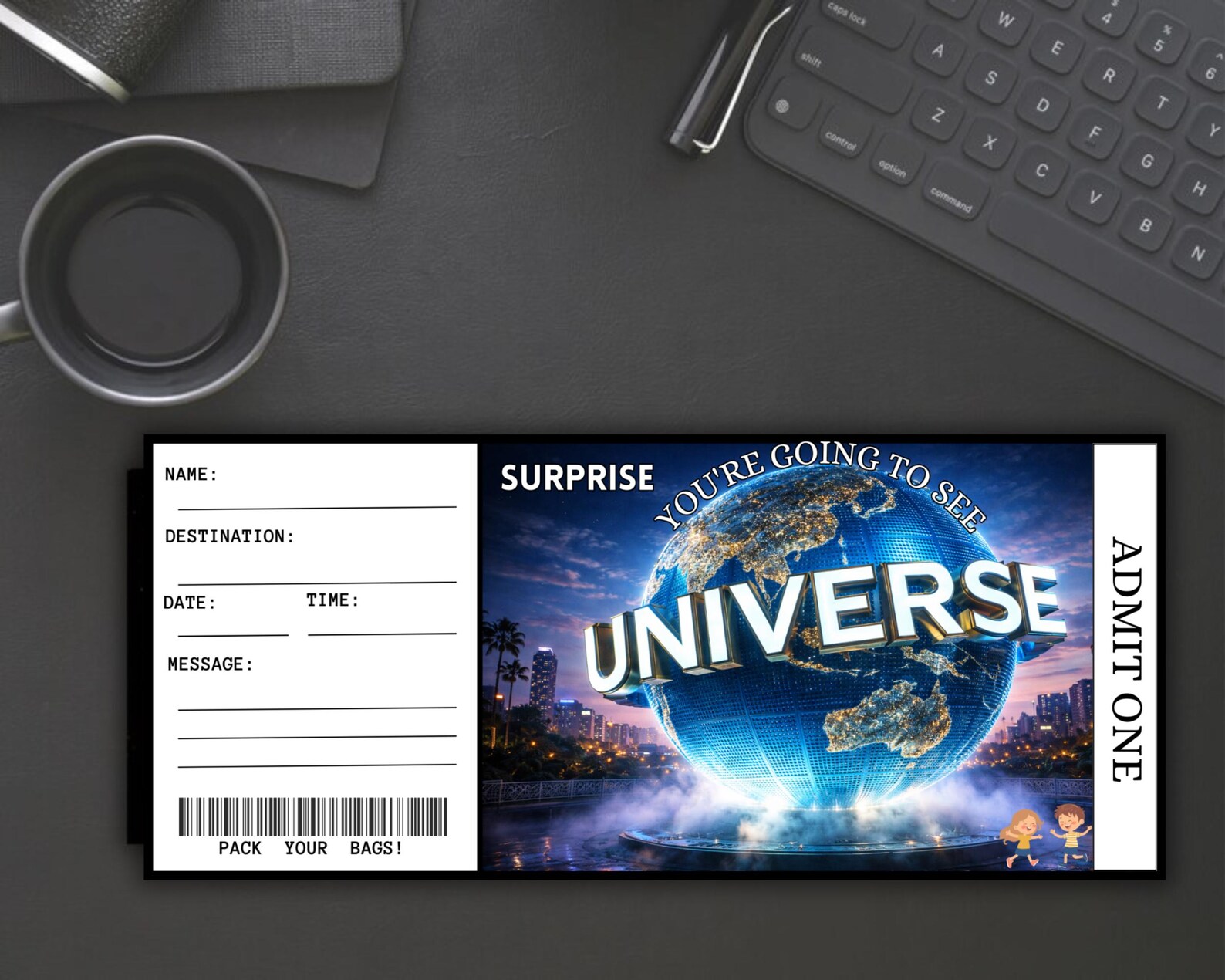 Universal Studios Trip Ticket Theme Park Surprise Vacation Reveal ...