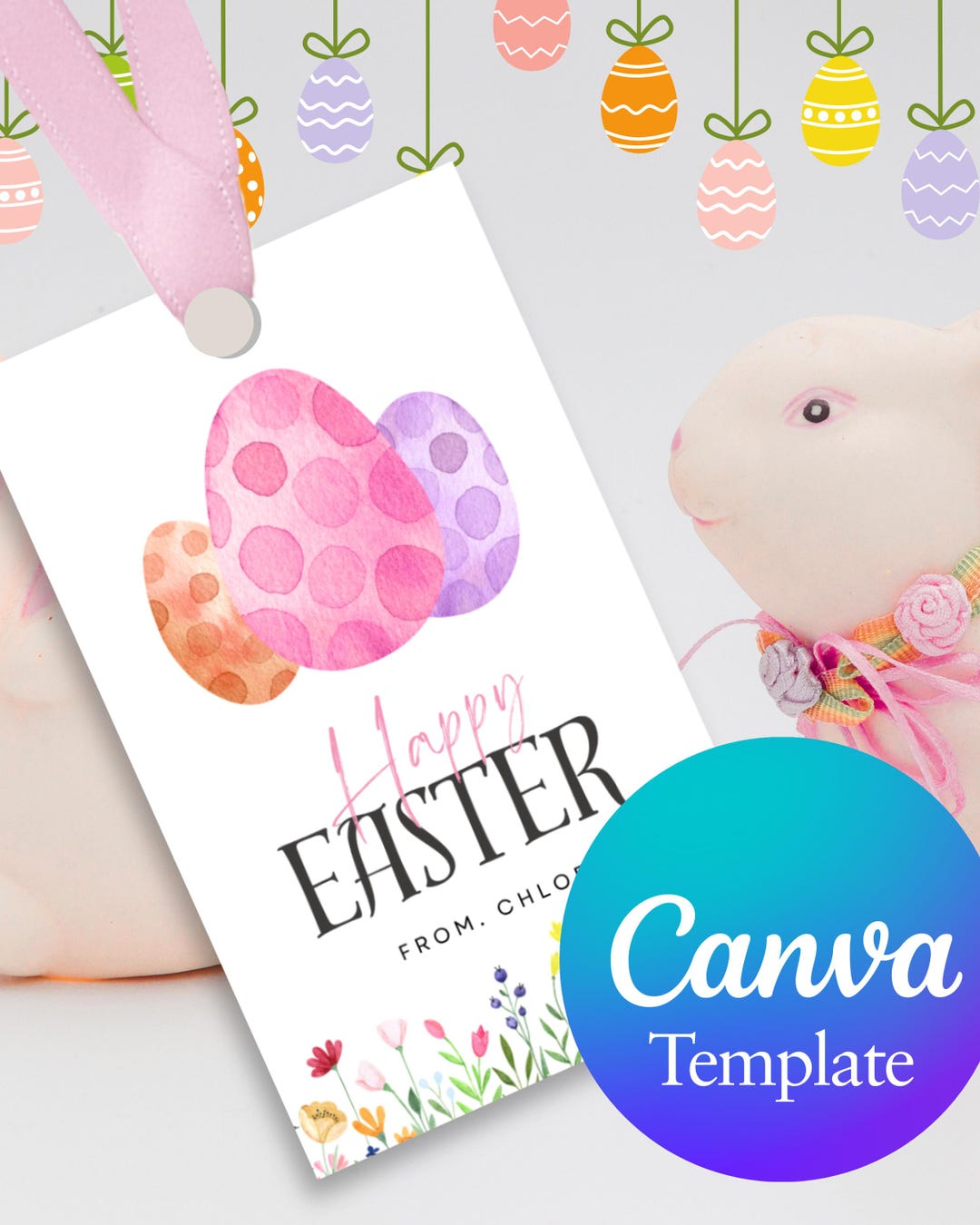 Personalized Easter Basket Name Tags Editable Easter Gift Tags ...