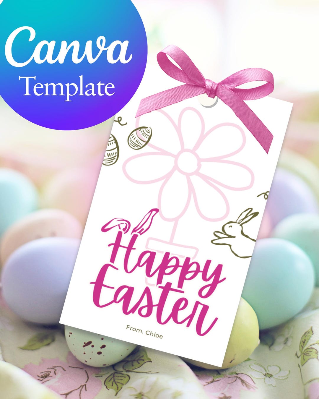 Editable Easter Basket Name Tags Personalized Easter Gift Tags ...