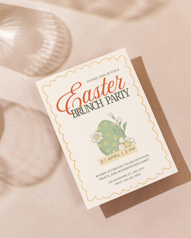 Easter Brunch Invitation Canva Template Spring Floral Brunch Party ...