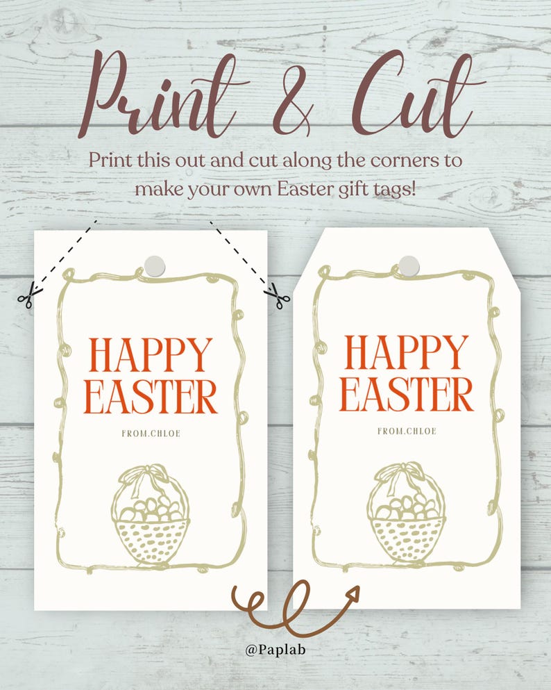 Editable Easter Gift Tags Printable With Name Instant Download Bunny ...