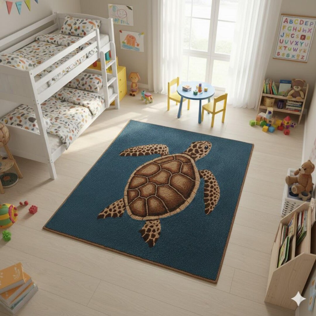 Modern Sea Turtle Area Rug - Etsy