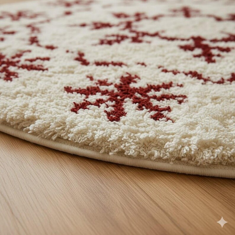 Round Rug Snowflake – Red & White Christmas Shag for Festive Homes - Etsy