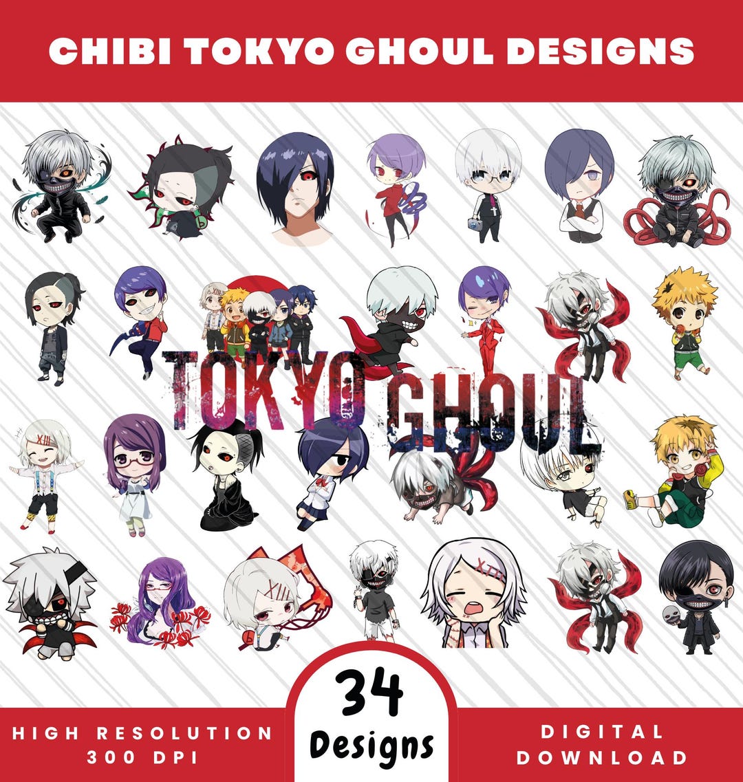 34 Chibi Tokyo Ghoul PNG Bundle, Anime Clipart Cute Dark Designs for ...