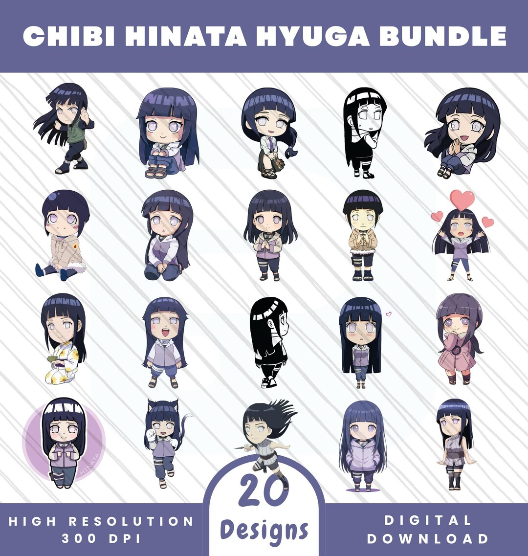 20 Chibi Hinata Hyuga PNG Bundle, Naruto Anime Clipart Cute Hinata ...