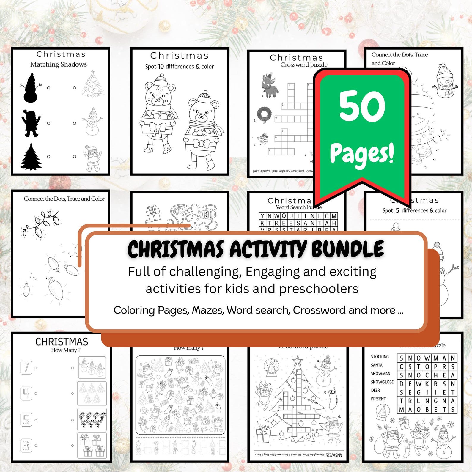 50 Printable Christmas Activity Books for Children - Etsy