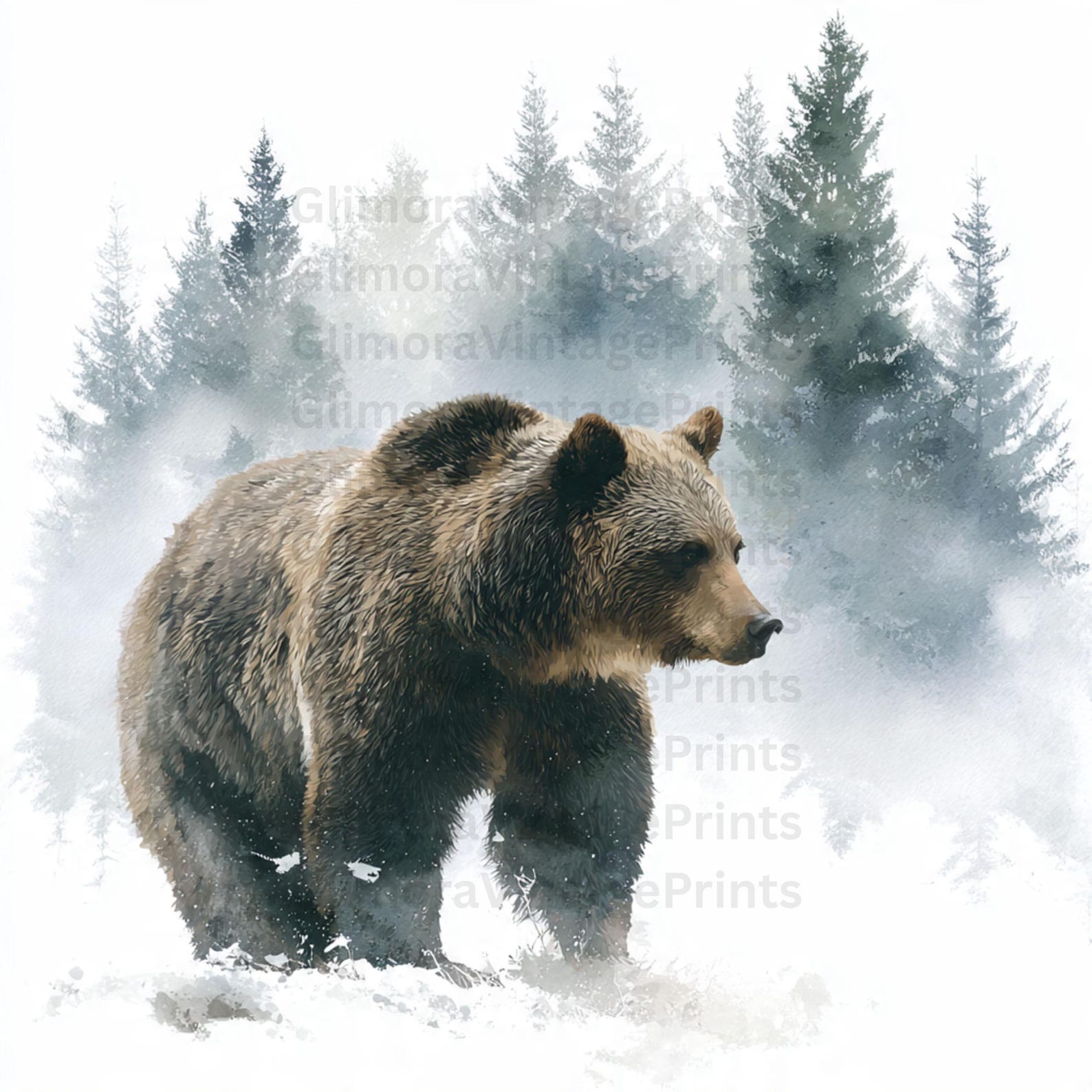 17 Watercolor Bear Clipart Bundle, Woodland Bear Illustration, Forest ...
