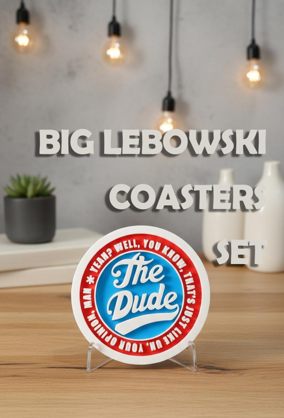 Set of 5 the Big Lebowski Movie Coasters With Holder | 3D Print - Etsy