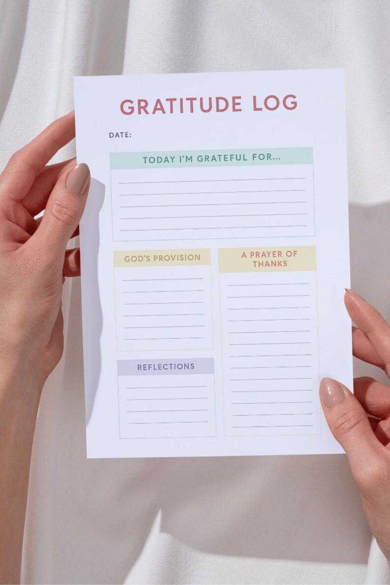 Printable Gratitude Log | Faith-based Gratitude Journal Page ...