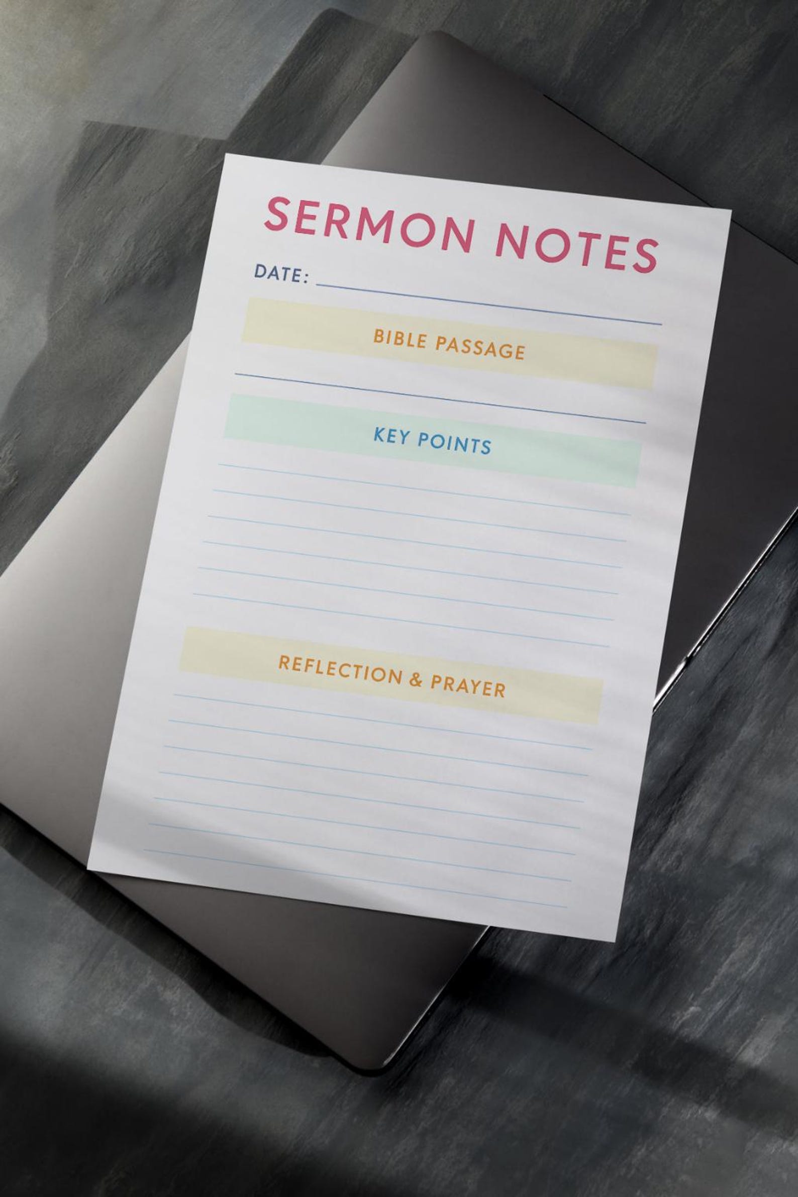Printable Sermon Notes Page | Pastel Church Journal | Bible Passage ...