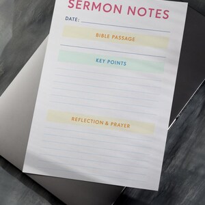 Printable Sermon Notes Page | Pastel Church Journal | Bible Passage ...