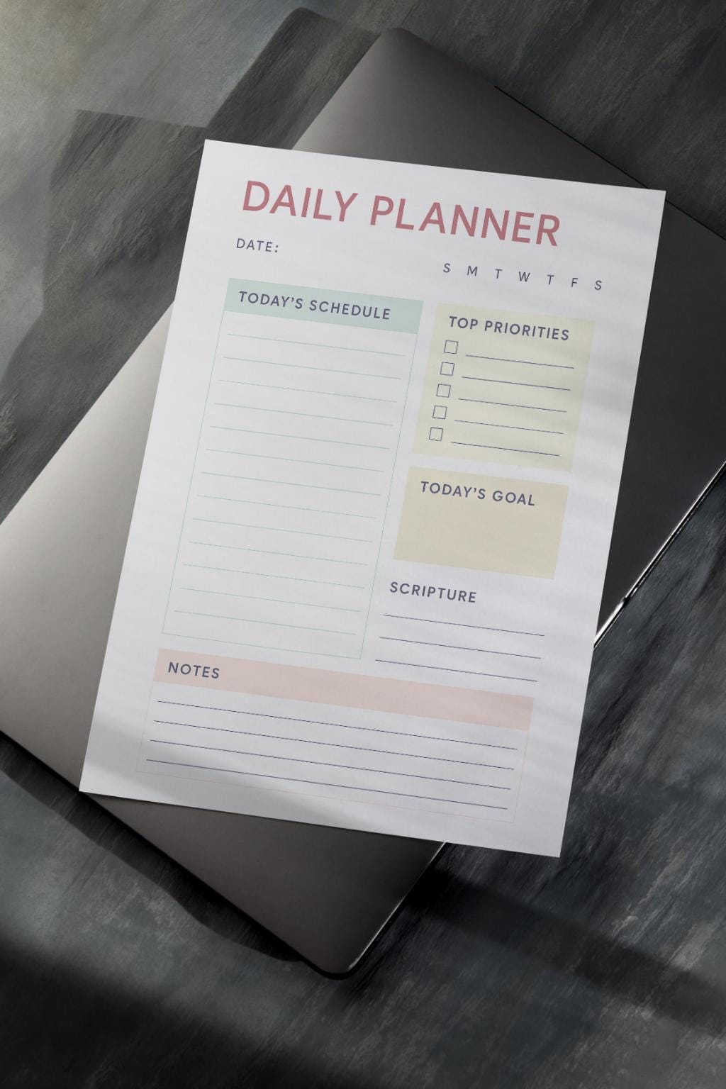 Printable Pastel Daily Planner With Scripture | Christian Planner ...