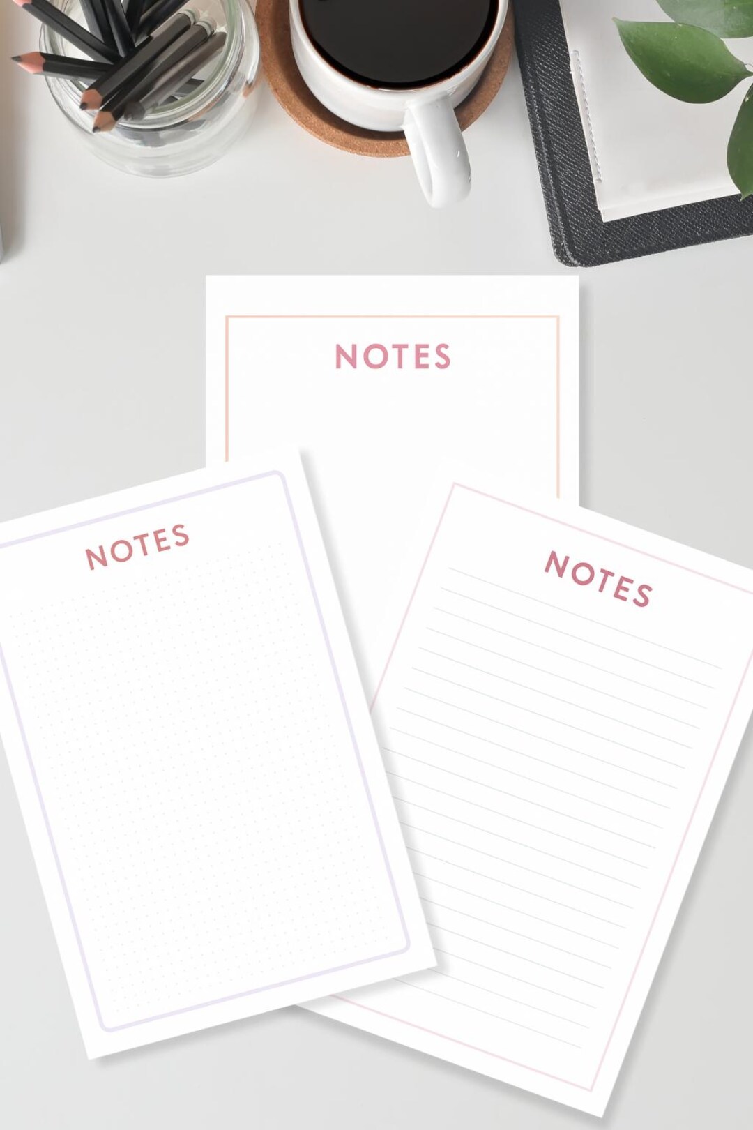 Minimalist Notes Page Bundle | Printable Lined, Dotted, and Blank Note ...